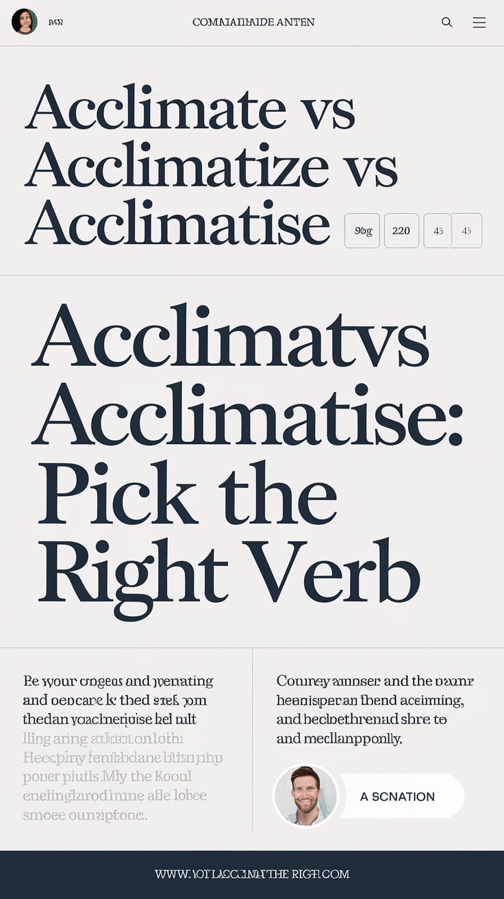 Acclimate vs Acclimatize vs Acclimatise: Pick the Right Verb - Grammar ...